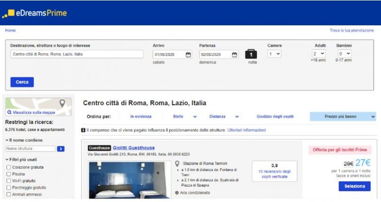 eDreams Prime: vantaggi esclusivi anche sugli hotel!